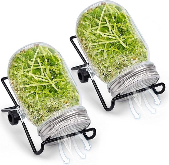 Sprouting Pot Set 2 Pcs Wide Angle Quarter Mason Jars with Stainless ...