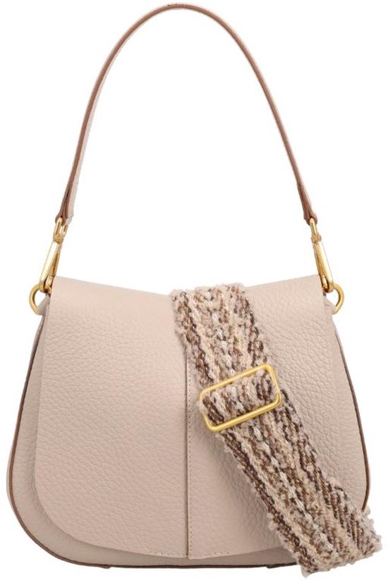 Gianni Chiarini Kleine Crossbodytas / Schoudertas Dames - Leer - Helena Round - Beige | bol