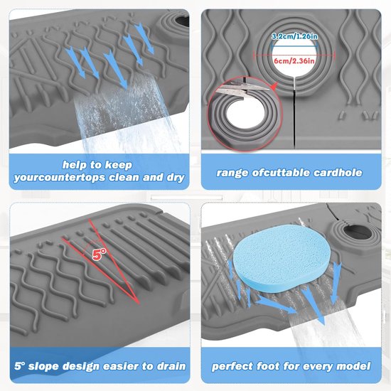 Siliconen waterkraanmat - Antislip en waterafvoer - 1 stuk - Zacht ...