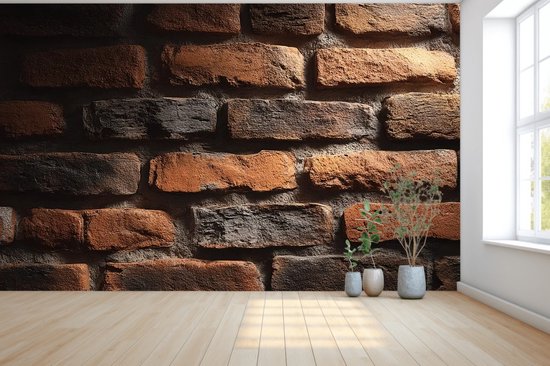 Vliesbehang Fotobehang - Rustic Brick Wall Aesthetic - 250x300 ...