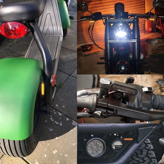 Allecto Plus - Mini LED motorfietssignaallamp met gele of witte LED ...