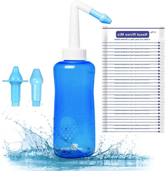 Neusdouche Set - 300 ml fles voor verbeterde ademhaling en neushygiëne ...