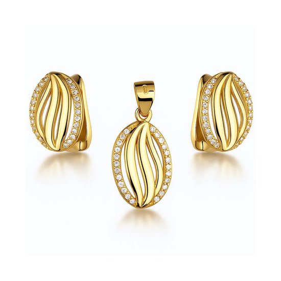 Gala Oorbellen met Hanger - Verguld Prom Set met Zirconia - Fire ...