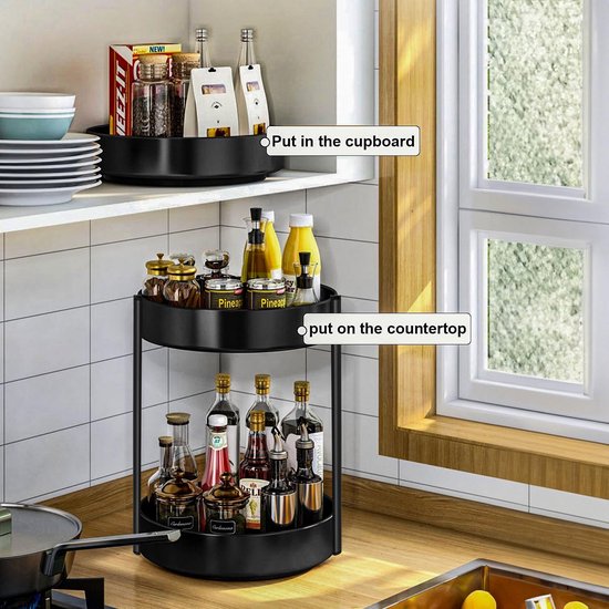 Draaiplateau organizer met 2 etages, metaal, 360 graden draaibaar, multifunctioneel... | bol
