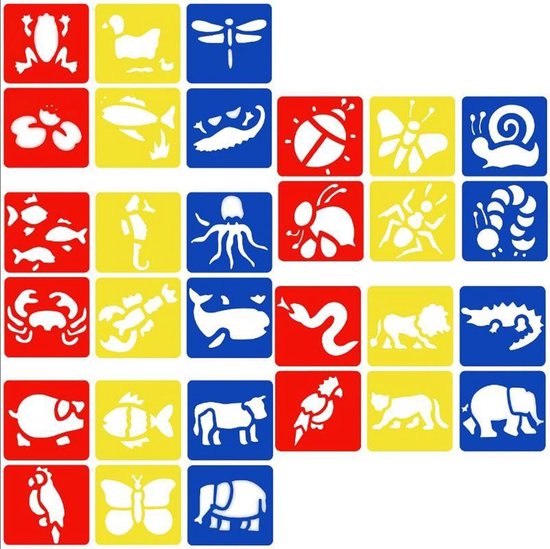 Kinder stencils set van 5 - dieren stencils set - herbruikbare teken ...