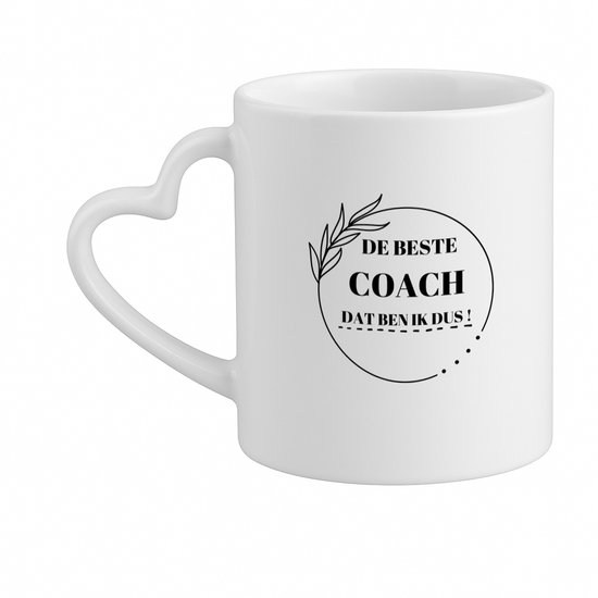 Hacebo® - de beste coach dat ben ik dus koffiebeker met hart oor wit ...