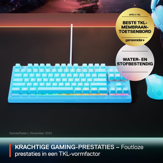 SteelSeries Apex 3 TKL - Aqua - RGB Gaming Toetsenbord - US Qwerty ...