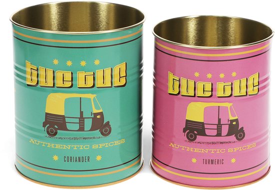 Rex London Retro Storage Tins - Bewaarblikken Medium - Tuktuk - Groen ...