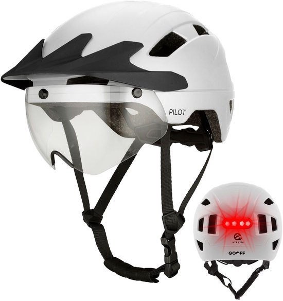 GOOFF® Pilot 4-in-1 Snorfiets Helm met Verlichting en Vizier - Speed ...