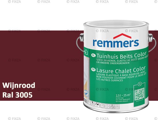 Remmers Tuinhuis beits Color RAL 3005 Wijnrood 2,5 Liter | bol