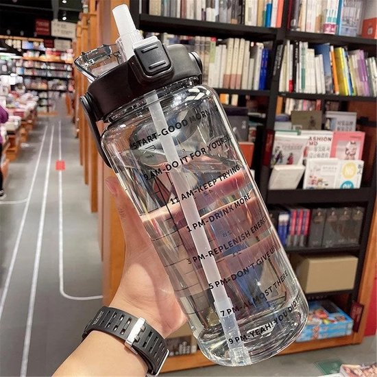 Algemene Sport Waterfles – 2 Liter – met Rietje – Lekvrij ...