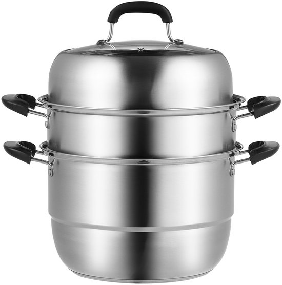 3-laags Stoompan, 28 cm, 8,5 QT RVS Kookset voor Gas- en Elektrische ...