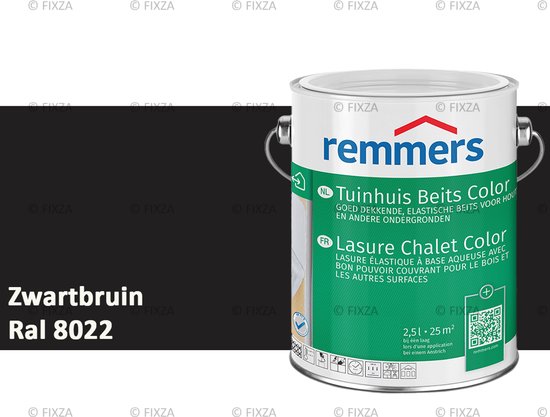 Remmers Tuinhuis beits Color RAL 8022 Zwartbruin 2,5 Liter | bol