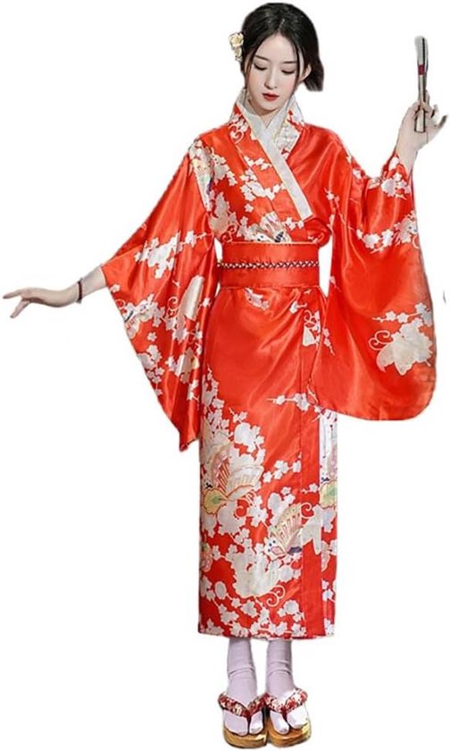 Allecto Plus - Traditionele Japanse Kimono voor Vrouwen met Bloemenpatroon en Obi-ceintuur | bol