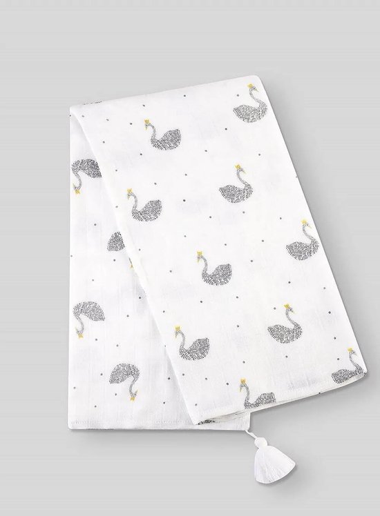 Bamboe baby inbakerdoeken - zwanenpatroon - 2 stuks - bamboe | bol