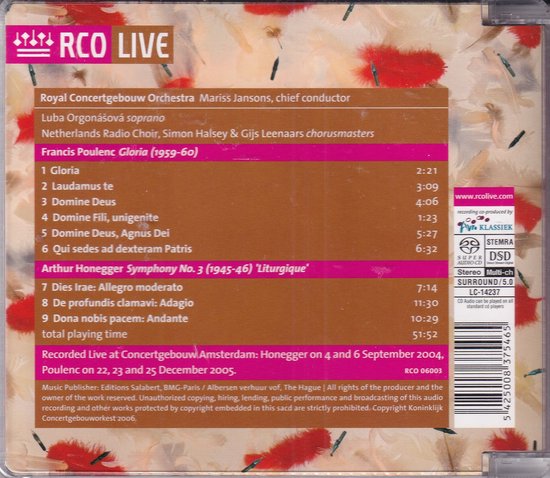 Super-Audio-CD Gloria, Symphony no. 3 - Francis Poulenc, Arthur Honegger - Royal... | bol