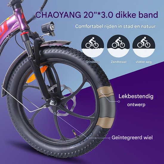 Elektrische Vouwfiets | E-Bike | 20 x 3.0 Inch Dikke Banden | 36V 18Ah ...