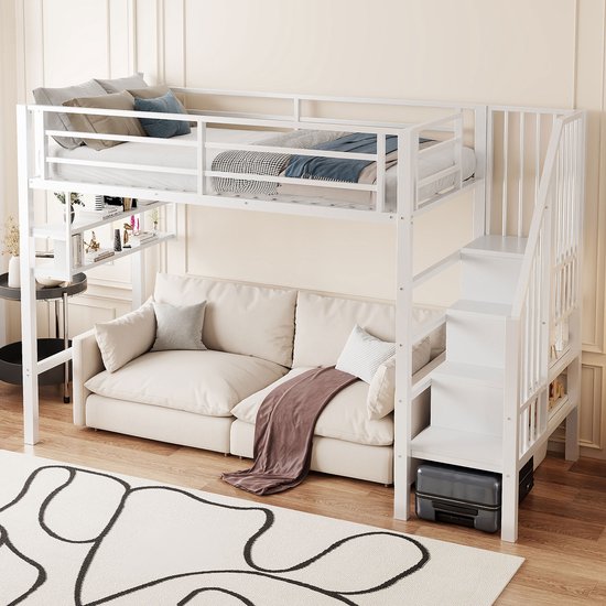 Sweiko Hoogslaper - 90 x 200 cm - Opbergrek - Valbeveiliging - Zonder ...
