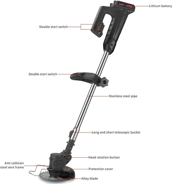 Traumheim® Tondeuse à gazon sans fil 21 V avec 2 batteries et chargeur -... | bol