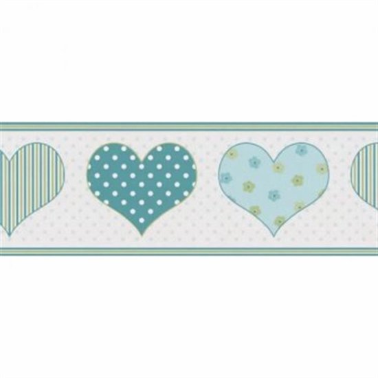 Hartjes behang blauw wit | bol
