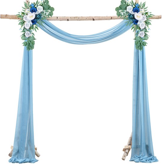 Chiffon sluier, wandhangend bruiloftsgordijn, met linten, gedrapeerde ...