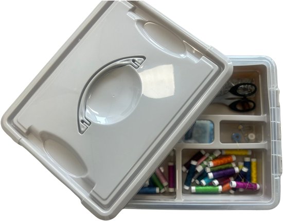 Plasticforte Naaidoos/naaigerei opbergbox - bruin -12L - 34 x 27 x 18 ...