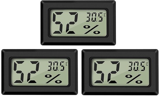 Thlevel Digitale minithermometer en hygrometer met lcd-scherm, 3 stuks ...