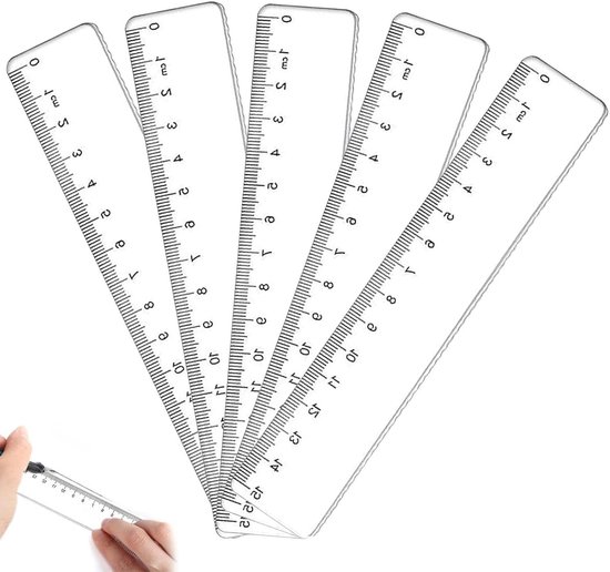 Allecto Premium - Set van 5 transparante plastic linialen, 15 cm ...