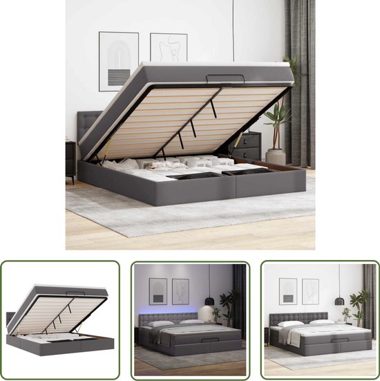 vidaXL Ottoman Bed - Bedpoef - Bed poef met matrassen en LED's ...