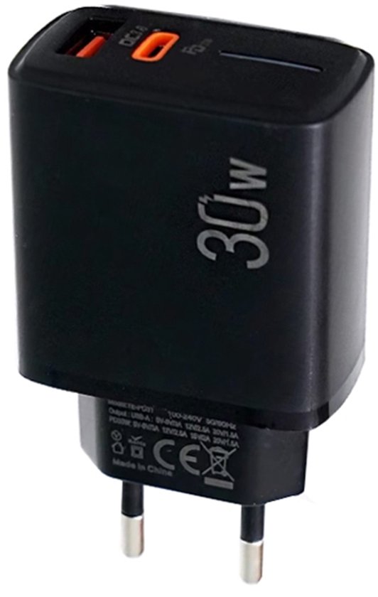 30W USB-C + USB-A Snellader - Multi Protocol Oplader Adapter met PD3.0 ...
