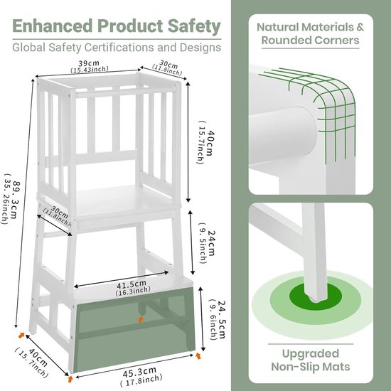 Nursery Step Stool for Kids - Toddlers Standing Tower for Countertop ...