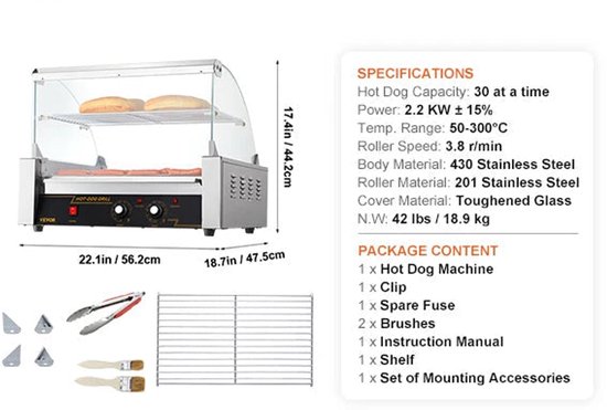 Machine à hot-dogs - Grill à hot-dogs - Rouleau à hot-dogs - Grill ...