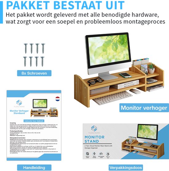 Fleau Home Monitor Verhoger met Lade - Laptop Standaard ...