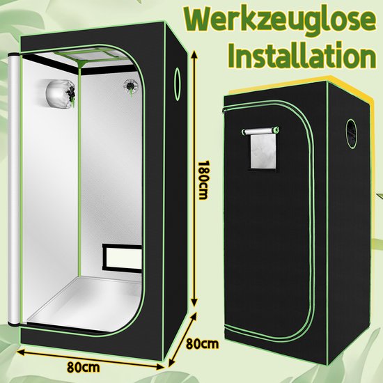 Kweektent Compleet Set Kweeklamp ,80*80*180CM Kweekkast ,Growbox voor ...