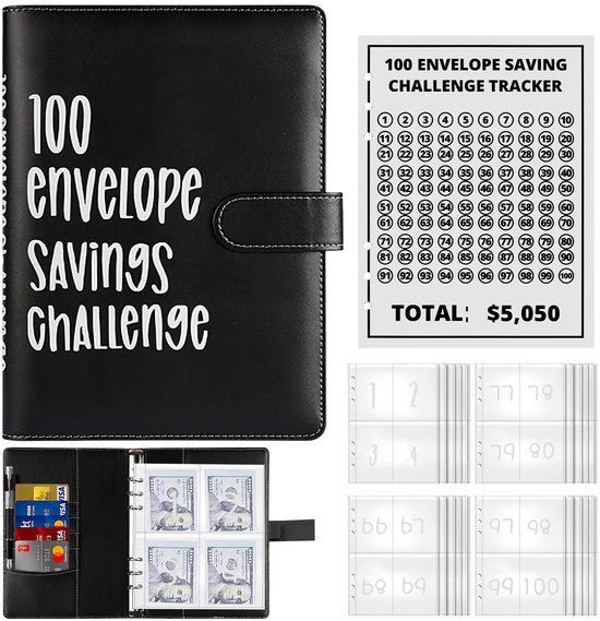 100 Geld Besparen Map Challenge, Spaarboekje voor Geld 100 Envelope ...
