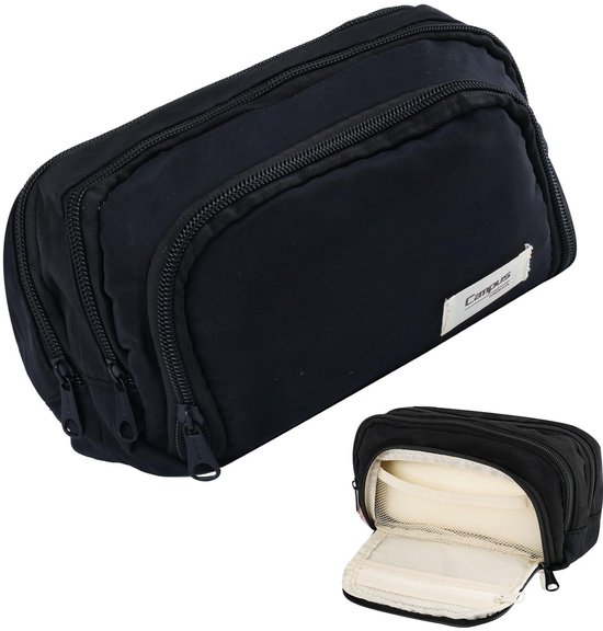 Grote etui, etui met 3 compartimenten, schooletui voor tieners, meisjes ...