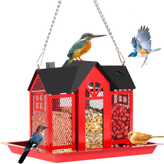 GOYOXOKY Hangende Voederbak voor Vogels, Metalen Voederbak voor Wilde ...