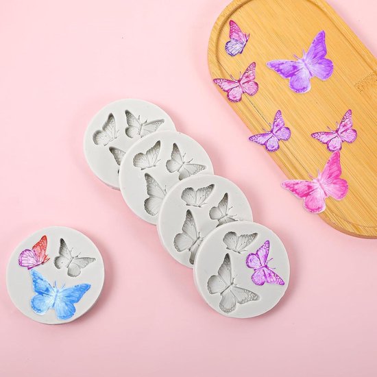 Allecto plus - Siliconen Vorm Vlinder Fondant Mallen 5 stuks ...