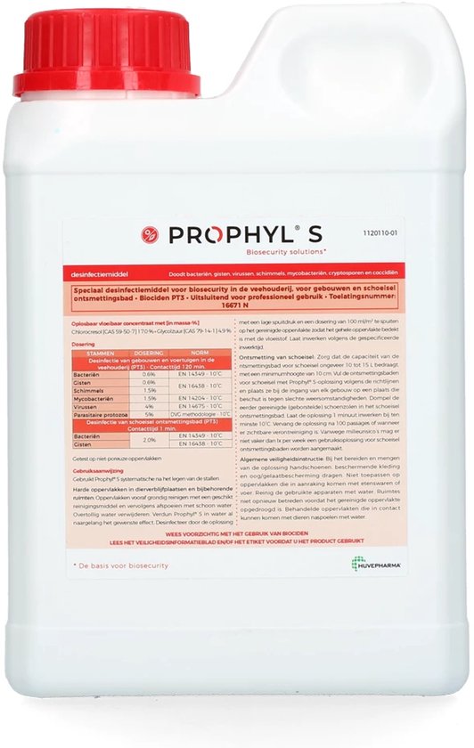 Prophyl S - 1 L - Desinfectiemiddel – Krachtige Bioveiligheid voor Dierverblijven en... | bol