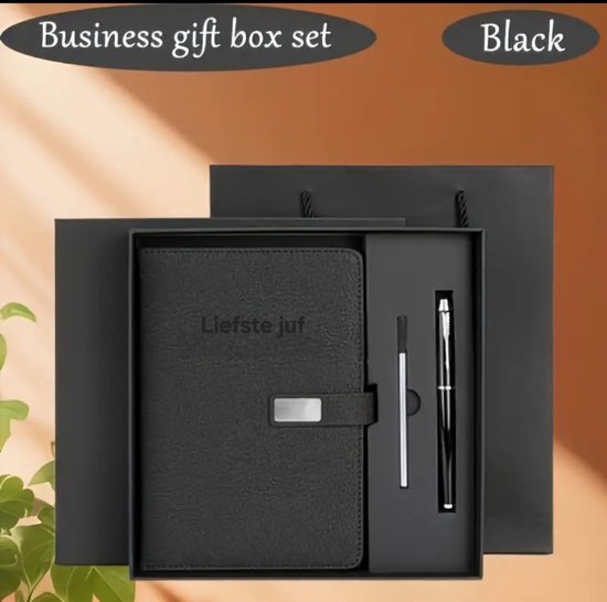 Liefste Juf Cadeauset – Luxe Notitieboek met Pen – Bedankje Juf – Zwart ...