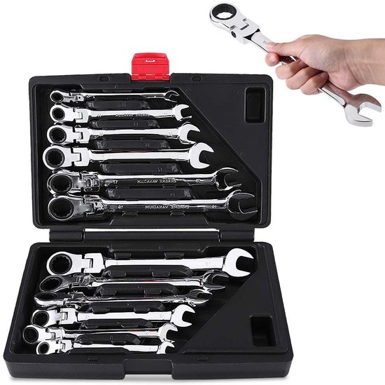 JGS Premium - 12-delige steeksleutel set met ratel en ...