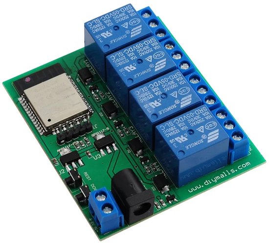 DIYmall ESP32 4‑Kanaals WiFi/Bluetooth Relay Module – Slimme Domotica Schakelaar Relais | bol