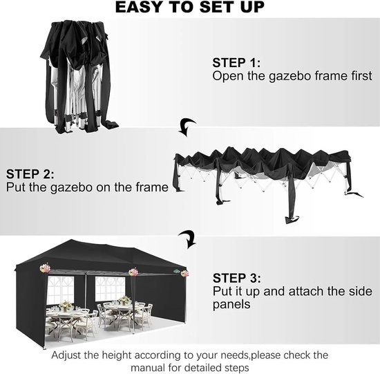 Partytent – Tent – Overkapping – Buitenluifel – 3x6 Meter – Waterdicht ...