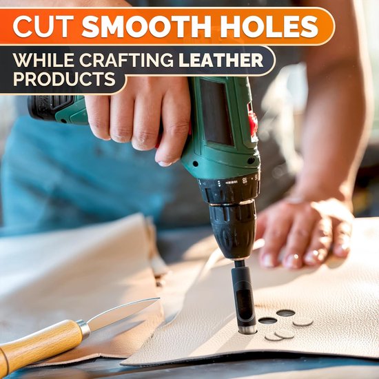 Leerponsset - 6 boortjes: 3/16", 1/4", 5/16", 3/8", 7/16", 1/2" - Zeer ...