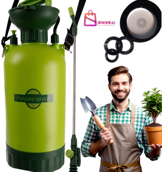 Tuin Drukspuit 5L met Lange Lans en 150cm Slang – Handdruk Vernevelaar ...