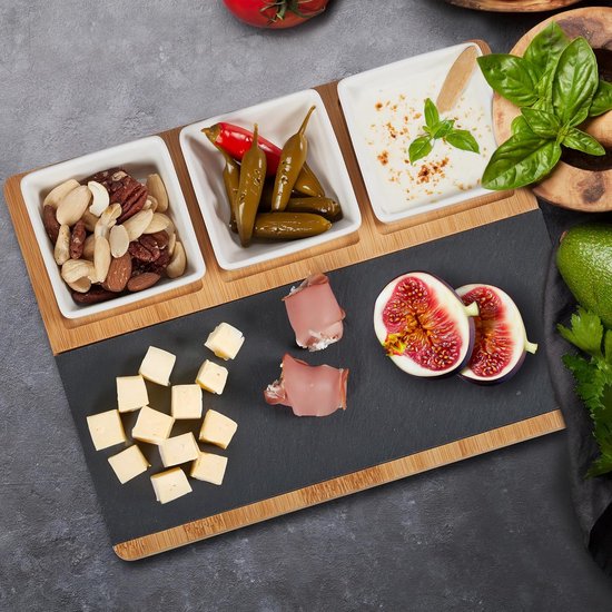 Serveerschalen set voor tapas en hapjes - 8 stuks - bamboe en keramiek | bol