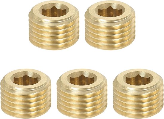 1/4" Male BSP Pipe Plug - Internal Hex Thread Socket - 5 Pack - Hex ...