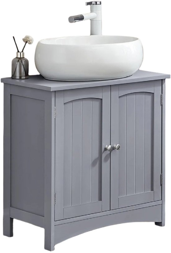 Zinkkast - ijdelheidseenheid - BASE KABEL - Ruimtebesparende MDF - 30 x 60 x 60 cm - grijs | bol