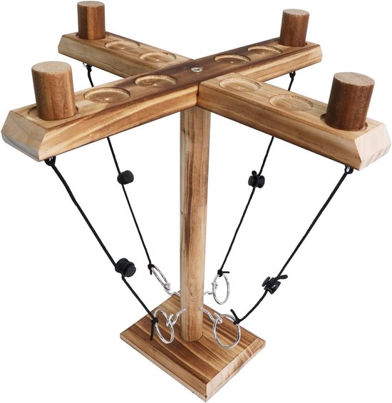Houten ringwerpspel met interactieve haken - vier personen Een leuk ...