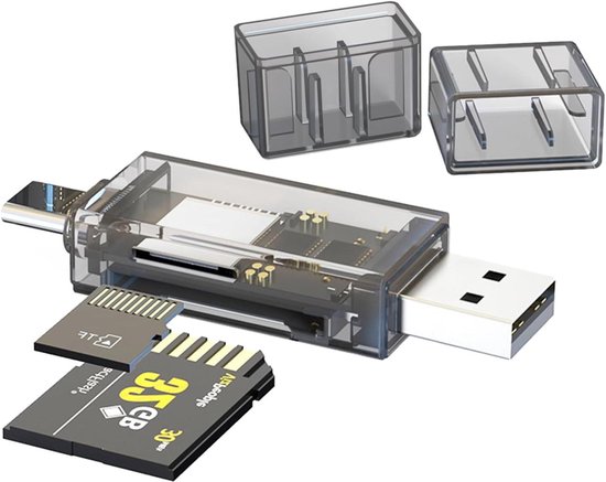 Allecto Plus - SD-kaartlezer USB 2.0 USBC SD-kaartlezer transparant - 2 ...